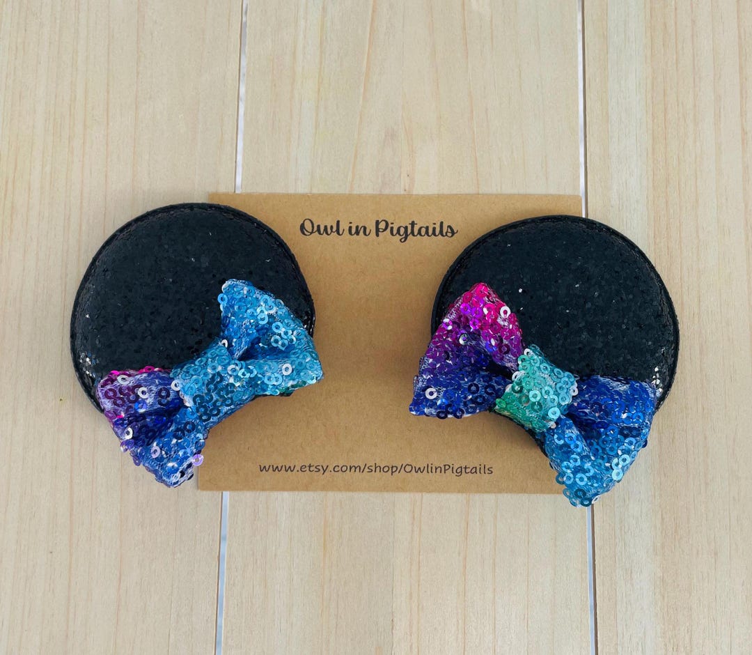 Minnie Mouse Ear Clips - Mouse Ears Pouch - Glitter Minnie Ears - Mouse ...