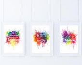 Inspirational Wall Art Set Watercolour Quote Print Rainbow - Etsy