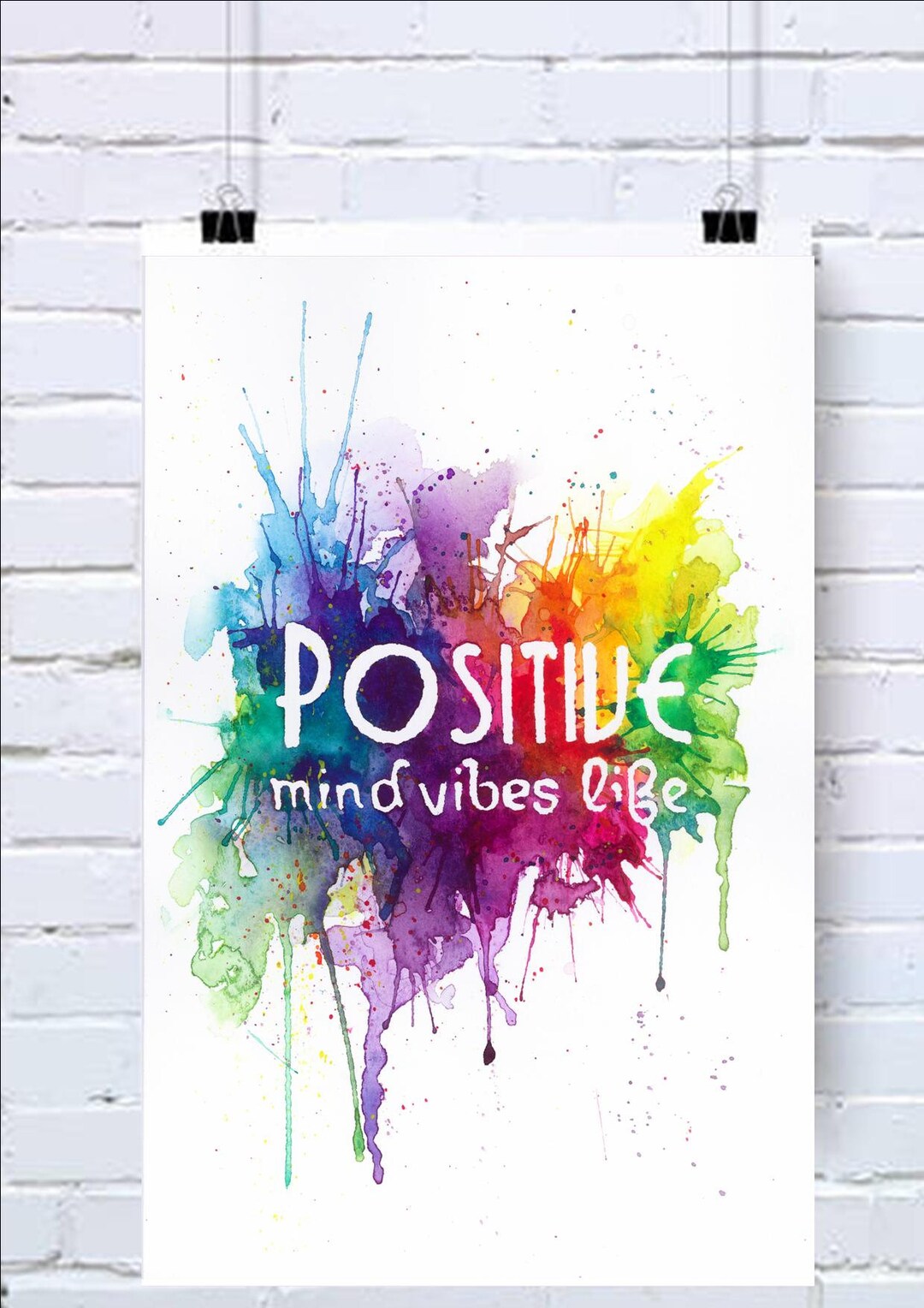 Rainbow Watercolor Print, Inspirational Quote, Positive Vibes Art - Etsy