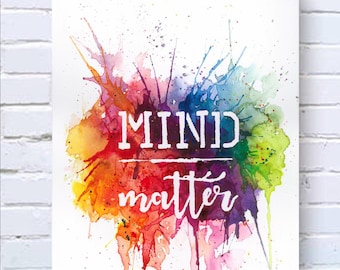 Inspirational Wall Art Set Watercolour Quote Print Rainbow | Etsy