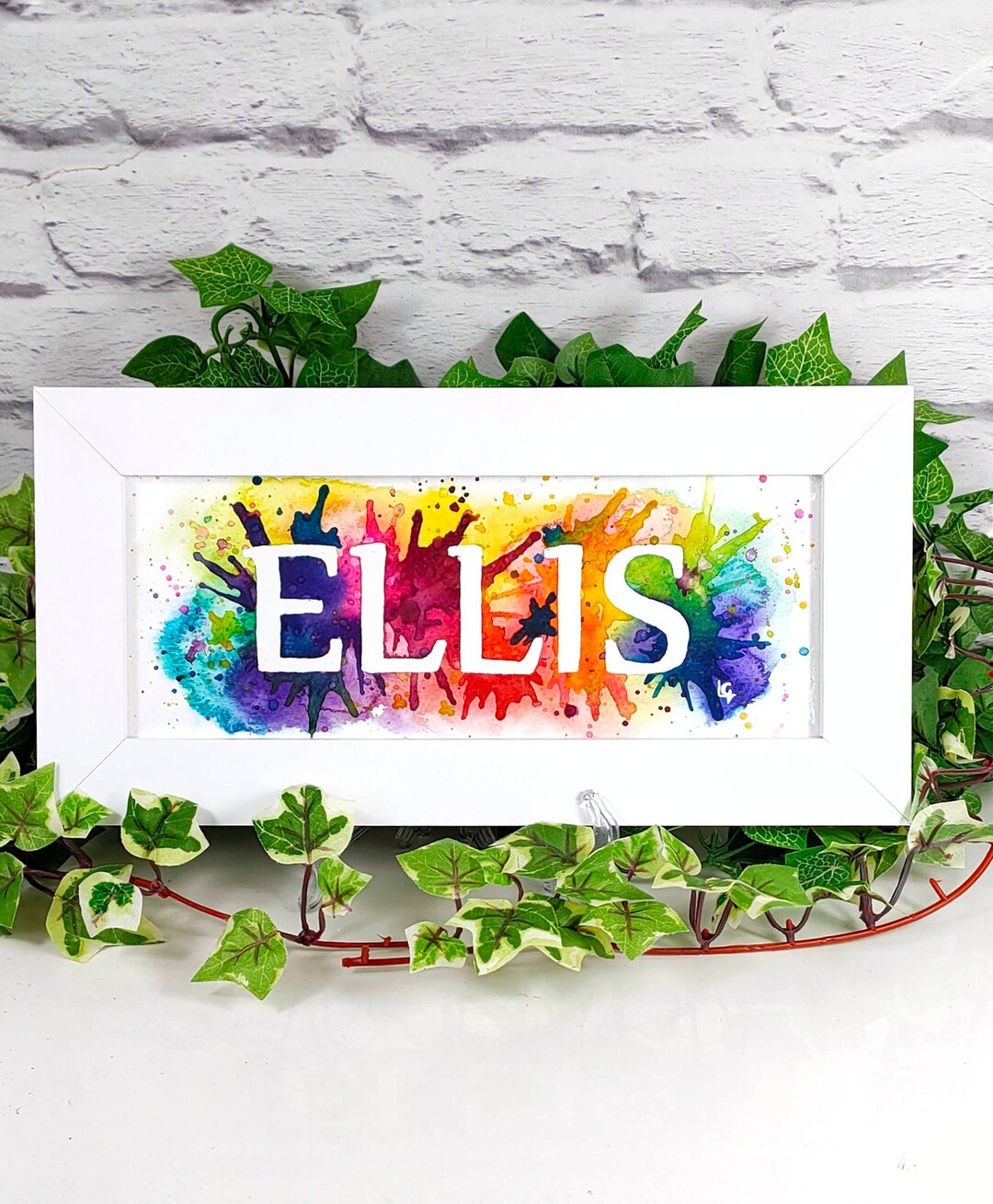 Custom Watercolor Name Art, Paint Splash Typography, Framed Nursery ...