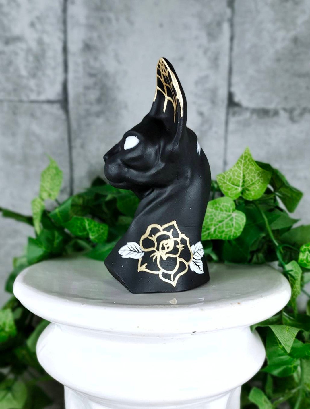 Custom Tattoo Sphynx Cat Bust Statue, Gothic Home Decor - Etsy
