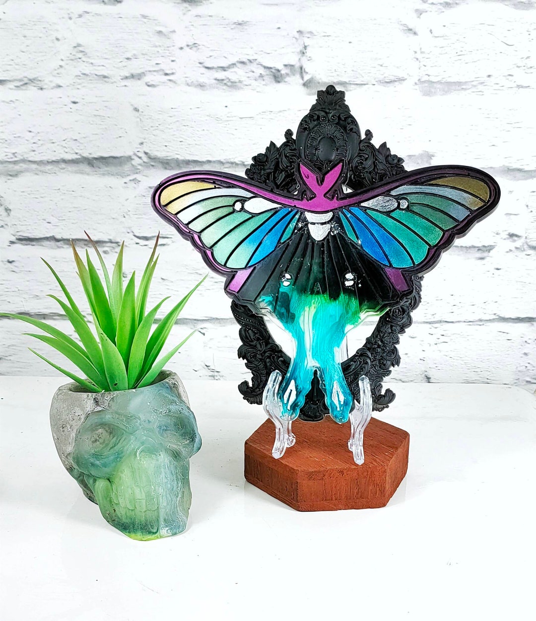 Luna Moth Resin Art, Gothic Filigree Frame, Witchy Decor - Etsy