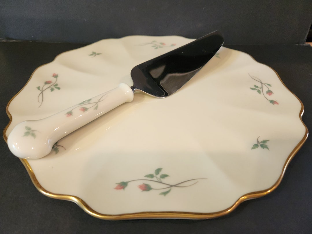 Vintage Lenox Rose Manor Cake Plate and Cake Knife - Etsy