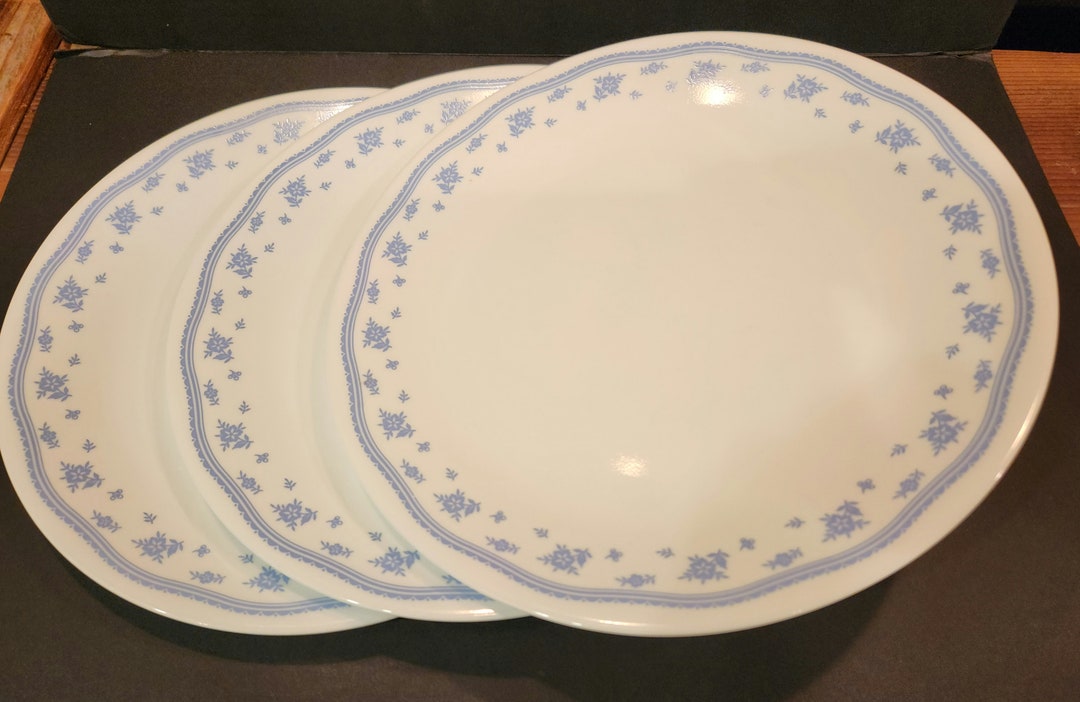 Set of 3 Vintage Corelle Morning Blue Dinner Plates ~ Discontinued ...