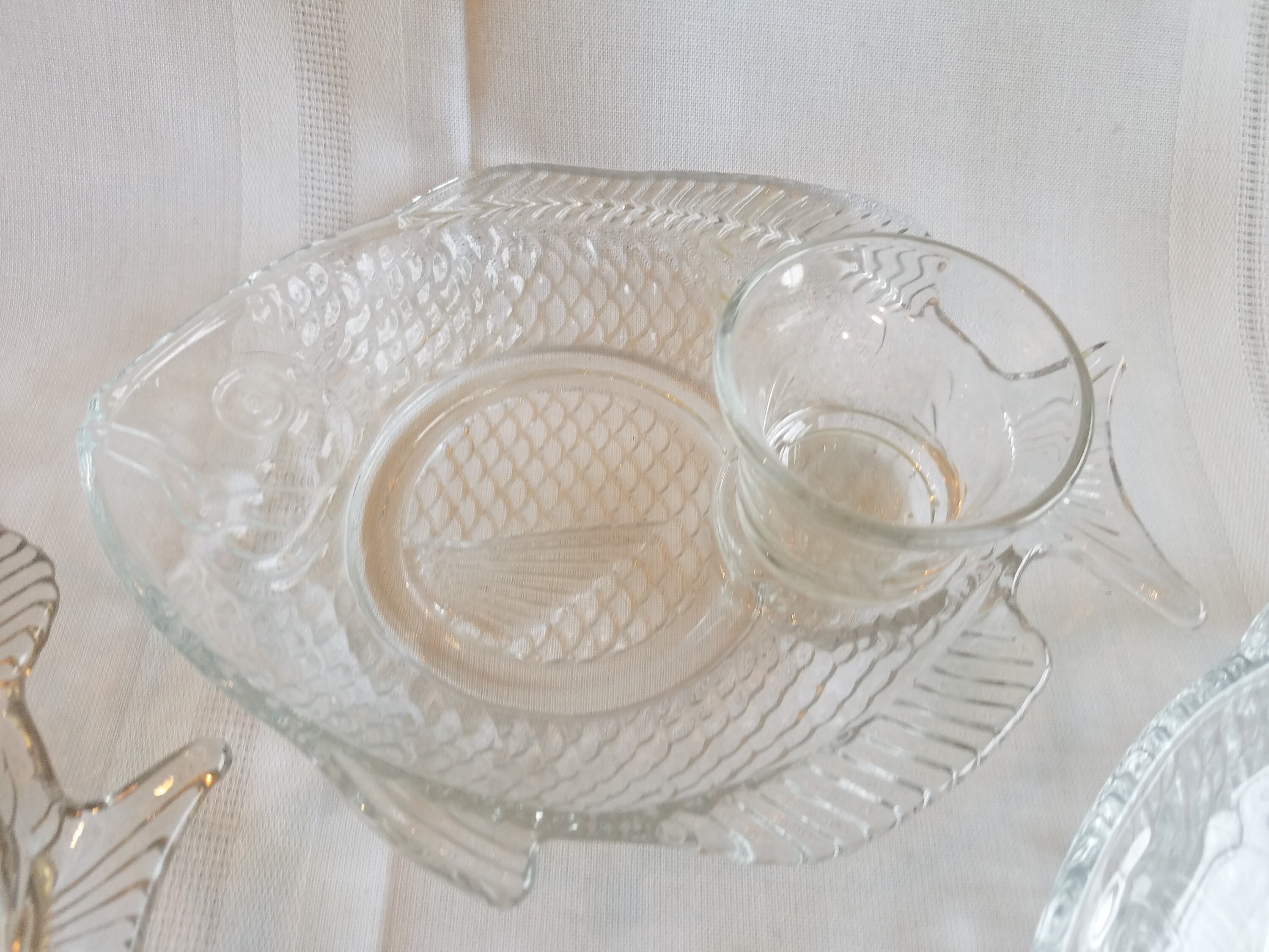 Set of 4 Vintage Libbey Appetizer Plates With Sauce Cup | Etsy