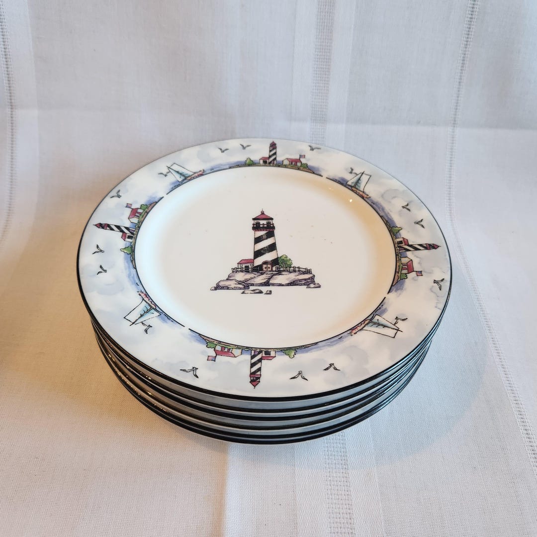 Totally Today 7 1/2" Ceramic Lighthouse Lunch Plates ~ Sold in Sets - Etsy