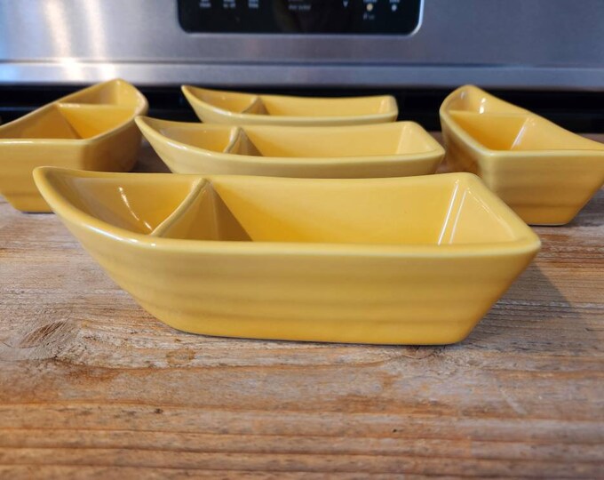 Set of 6 Vintage Hall Pottery Shrimp Cocktail Boats / Shrimp ...