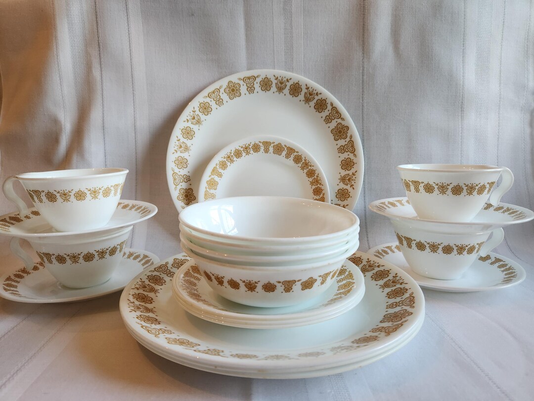 Vintage Corelle Butterfly Gold Dinnerware Set, 20 Piece - Etsy