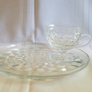 Set of 4 Vintage Whitehall Crystal Snack Sets ~ Round Glass Snack Plate ...