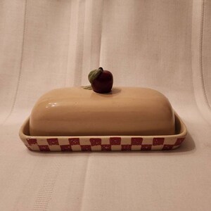 Vintage Cracker Barrel Butter Dish With an Apple Design Covered Butter ...