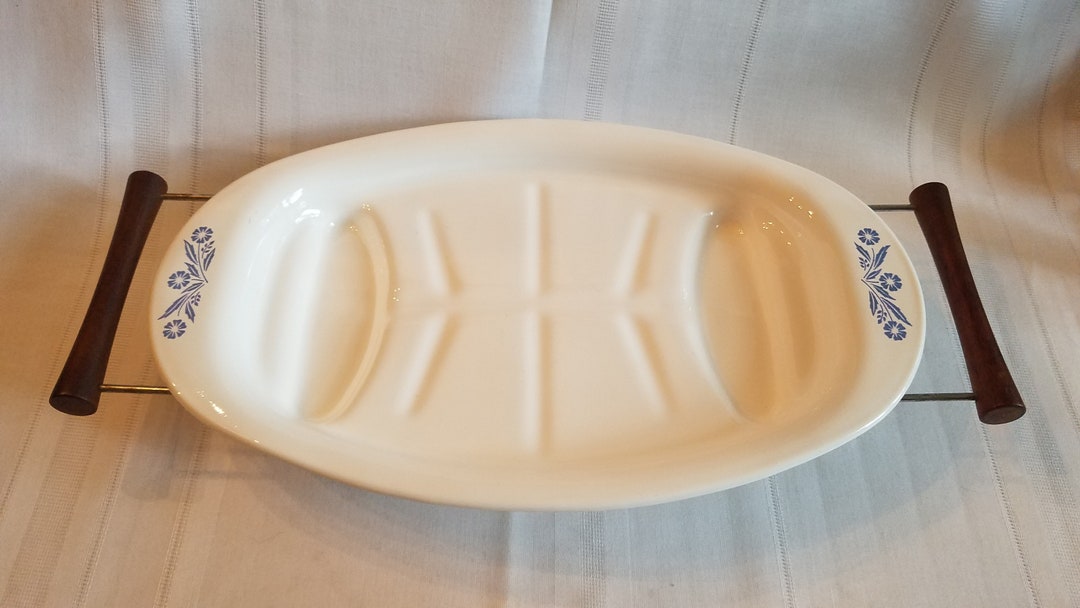 Vintage Corning Ware Blue Cornflower Roaster Platter With Cradle ~ P-19 ...