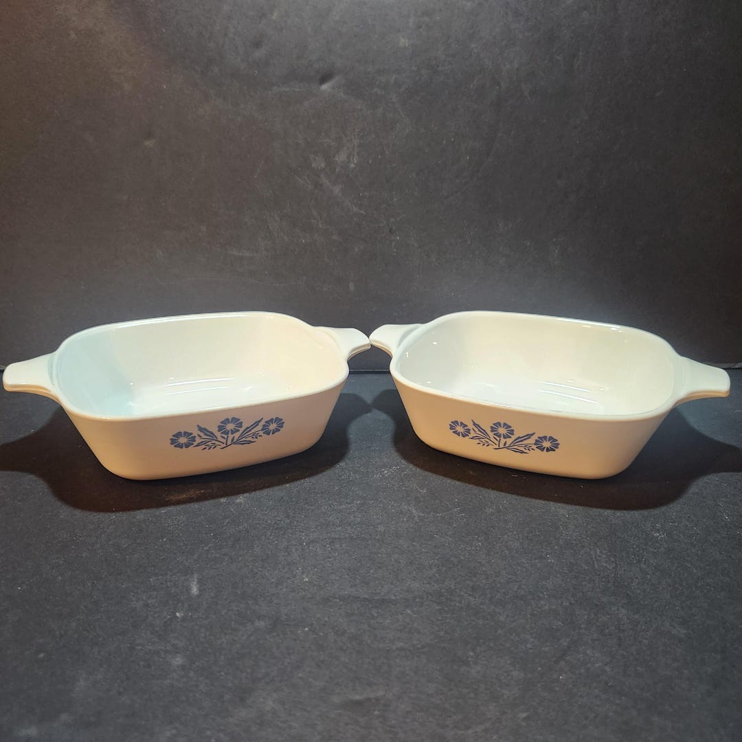 2 Vintage Corning Ware Pyroceram Blue Cornflower Petite Casserole (P-41 ...