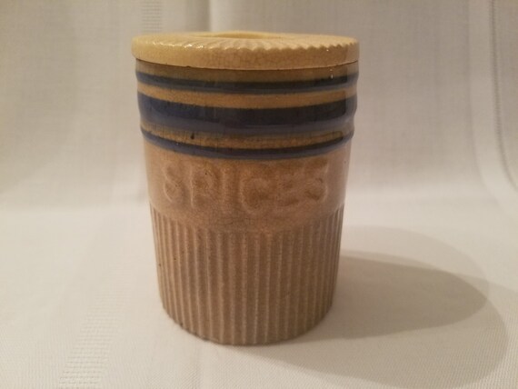 Vintage Hull Spice Jar With Blue Stripes and Lid Spices - Etsy
