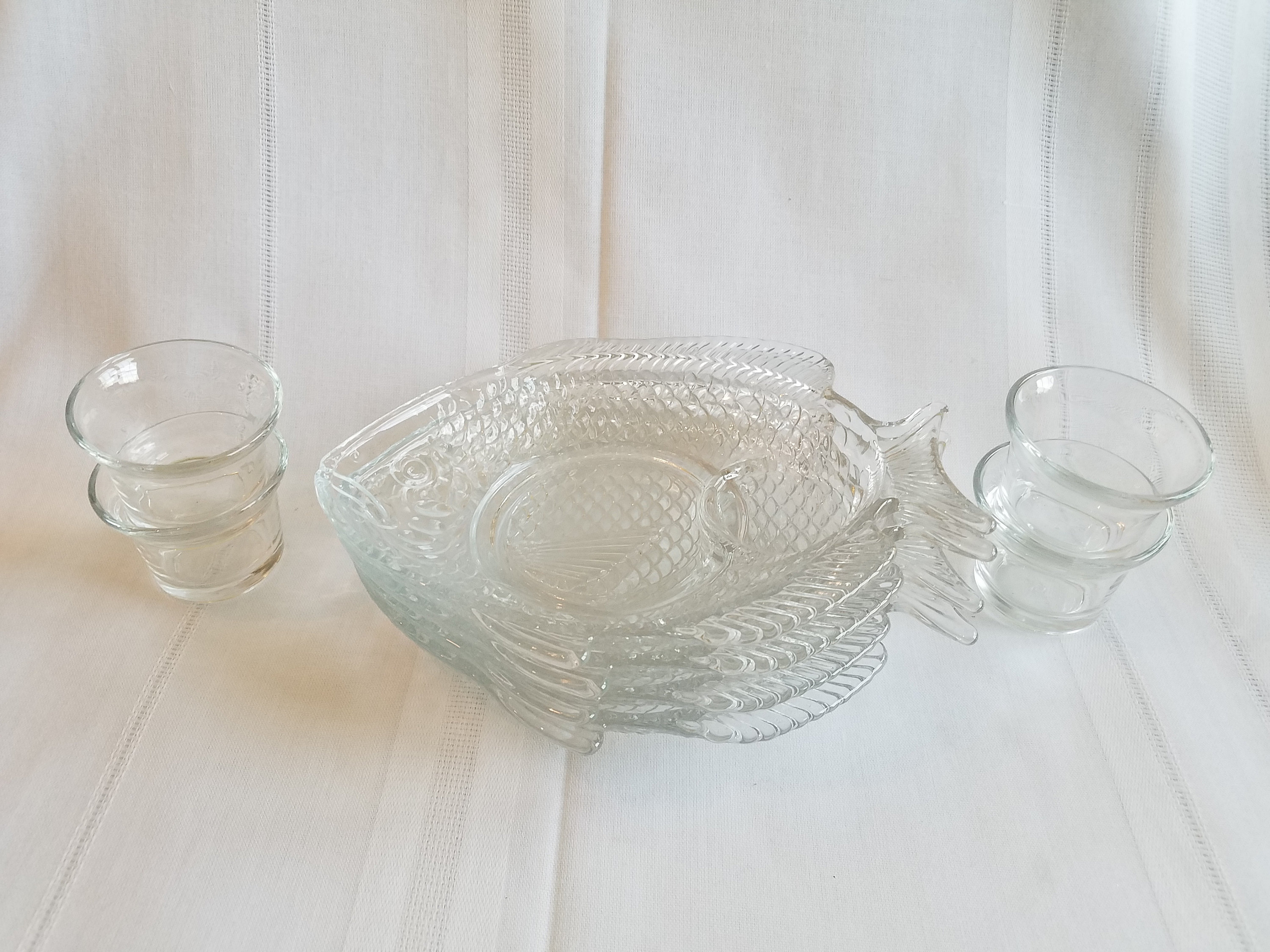 Set of 4 Vintage Libbey Appetizer Plates With Sauce Cup | Etsy