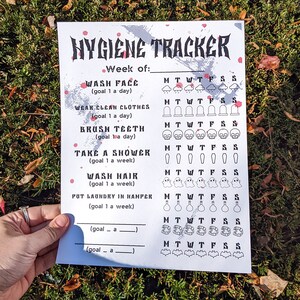 Goth Hygiene Tracker: Mental Health Checklist (PDF Download) for Daily ...
