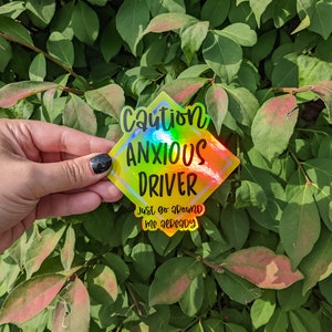 Anxious Driver Bumper Sticker, Caution Anxious Driver, I Hate Driving ...