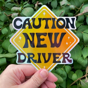 Caution New Driver Holographic Sticker: Anxious Driver Car Decal - Etsy