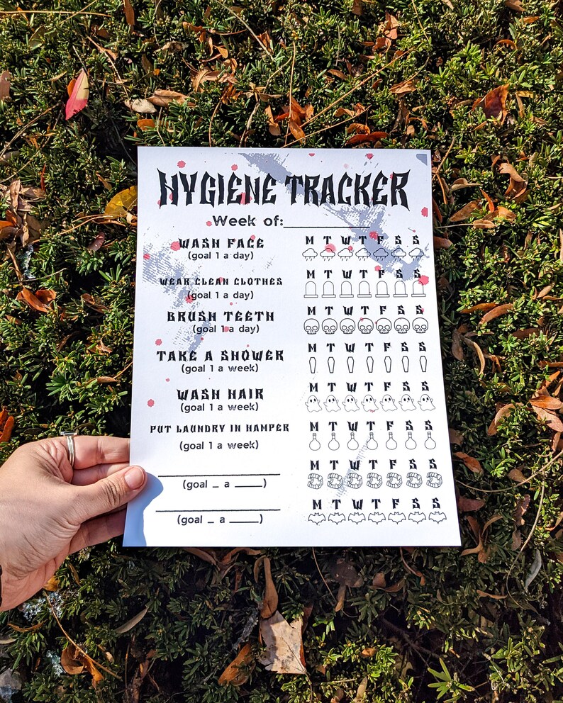 Goth Hygiene Tracker: Mental Health Checklist (PDF Download) for Daily ...
