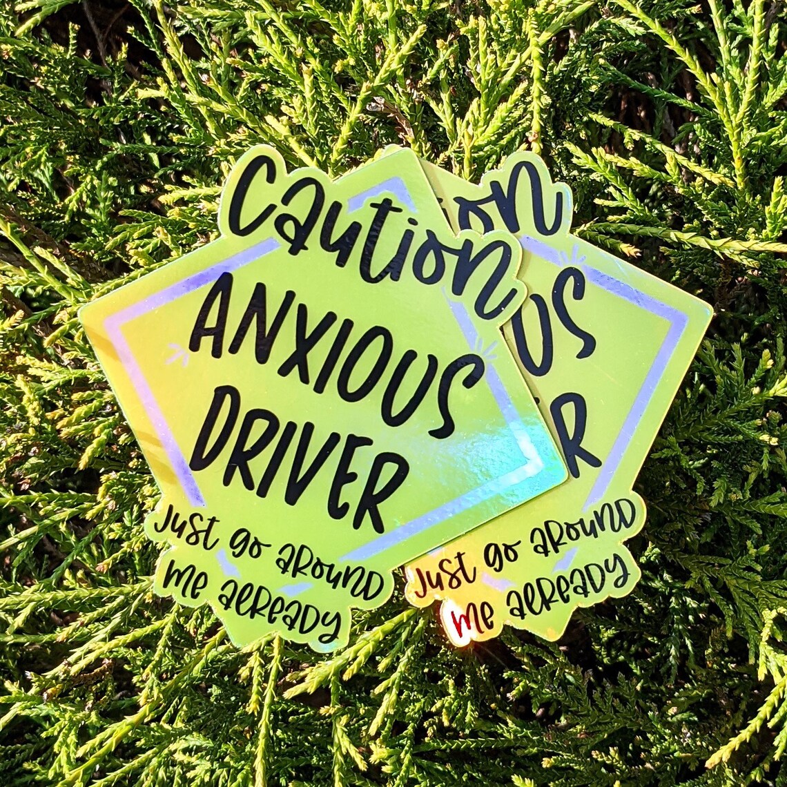 Anxious Driver Bumper Sticker Caution Anxious Driver I Hate | Etsy