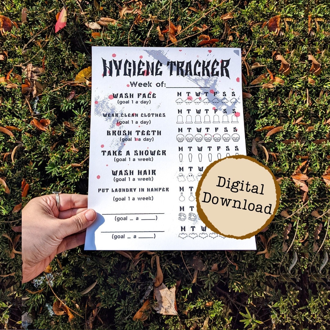 Goth Hygiene Tracker Digital Download, Mental Health, Emo, Hygiene ...