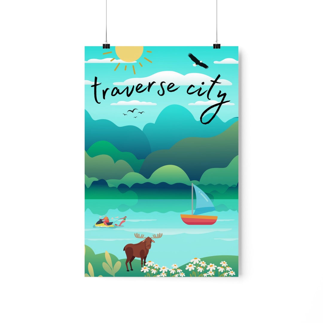 Traverse City Poster, Michigan Poster, Traverse City Michigan Graphic ...
