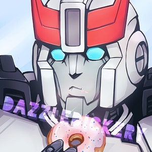 Transformers Prowl and Donuts Print A4, 5x7, Postcard - Etsy