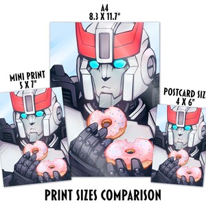 Transformers Prowl and Donuts Print A4, 5x7, Postcard - Etsy