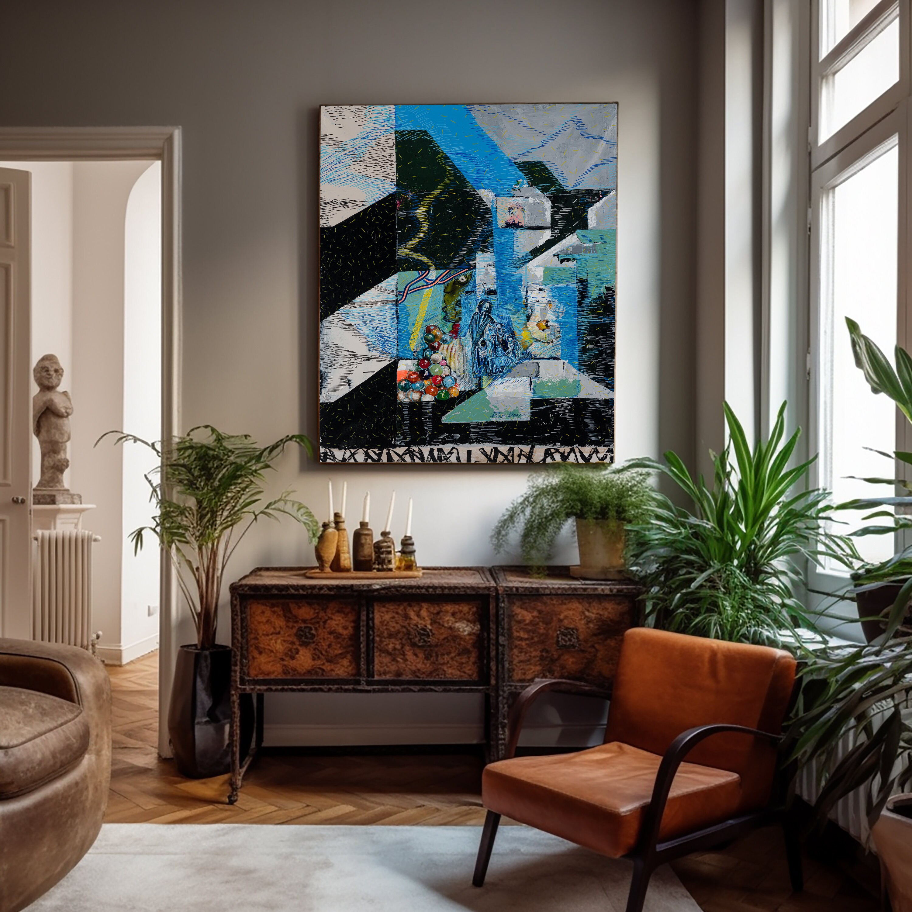Abstract Canvas Painting: 'conspiracy' Modern Art Print - Etsy