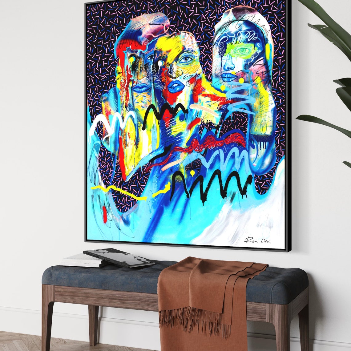 Modern Art Faces Abstract Painting Colorful Art on Canvas - Etsy