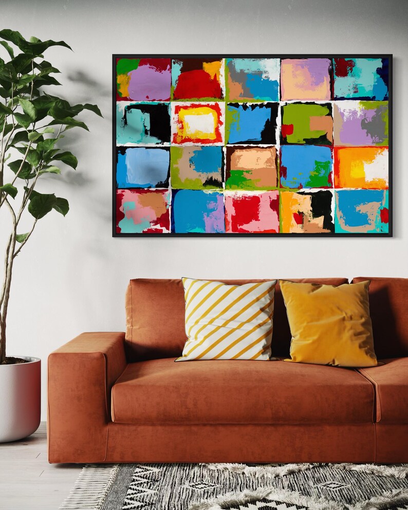 Modern Colorful Abstract Canvas Art Print – Wall Decor for Home or ...