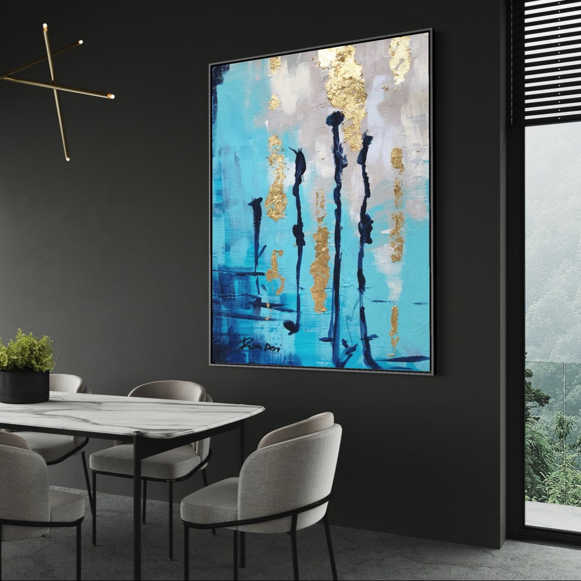 Extra Large Wall Art Blue Abstract Canvas Art Oversized - Etsy