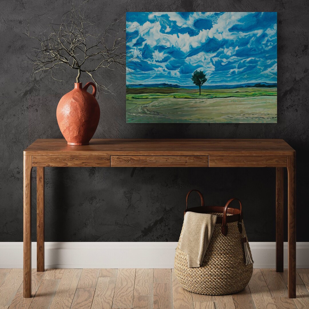 Field of Lonely Tree, Expressionism Art Painting, Framed & Ready to ...