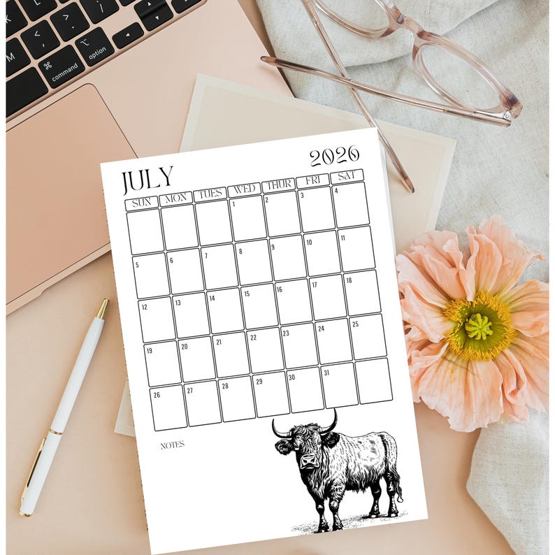 2026 Farm Monthly Calendar Printable - Etsy