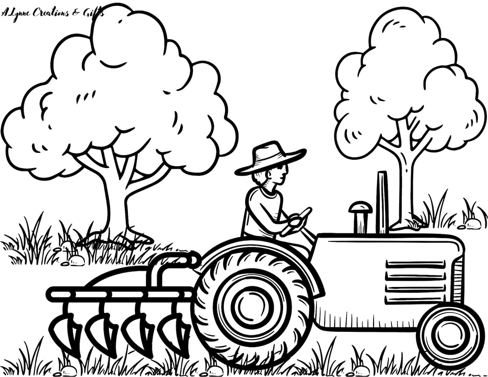 Farmer & Tractor Coloring Pages: Farm Scenery Designs - Etsy