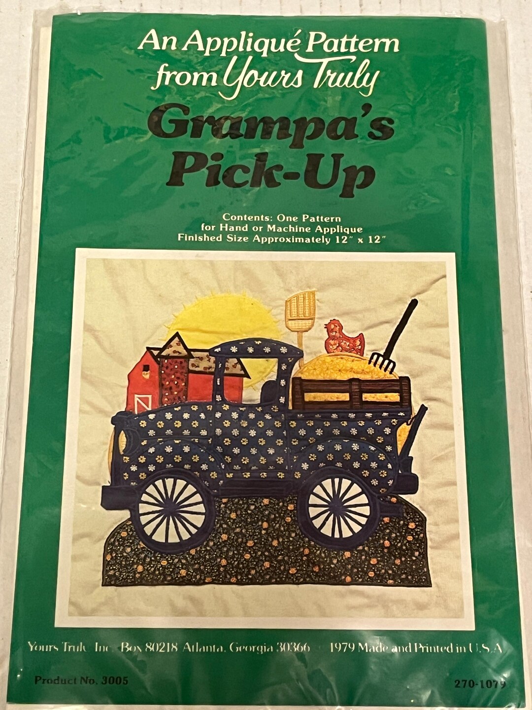 Grampa's Pick-up an Applique Pattern From Yours Truly 12 X 12 - Etsy