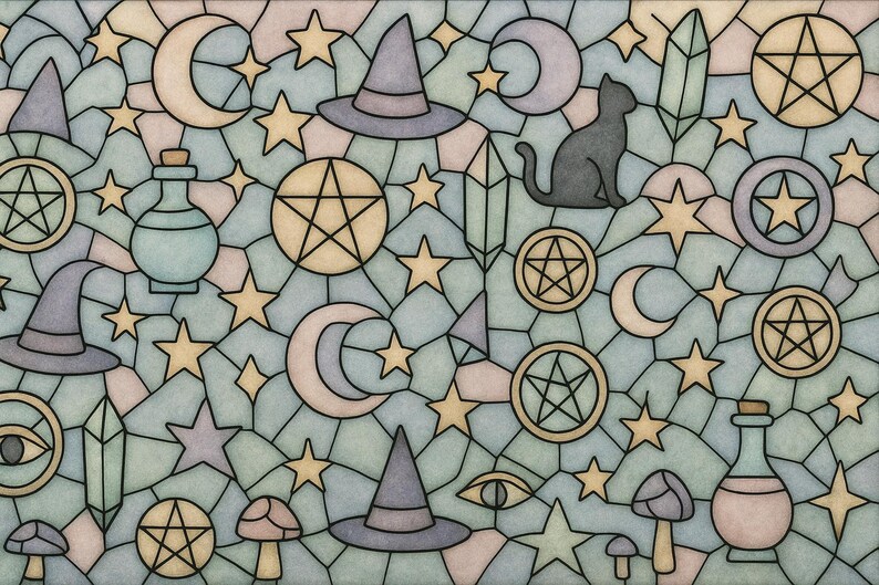 Apothecary Desktop Wallpaper: Stained Glass Magic (digital PNG Files ...