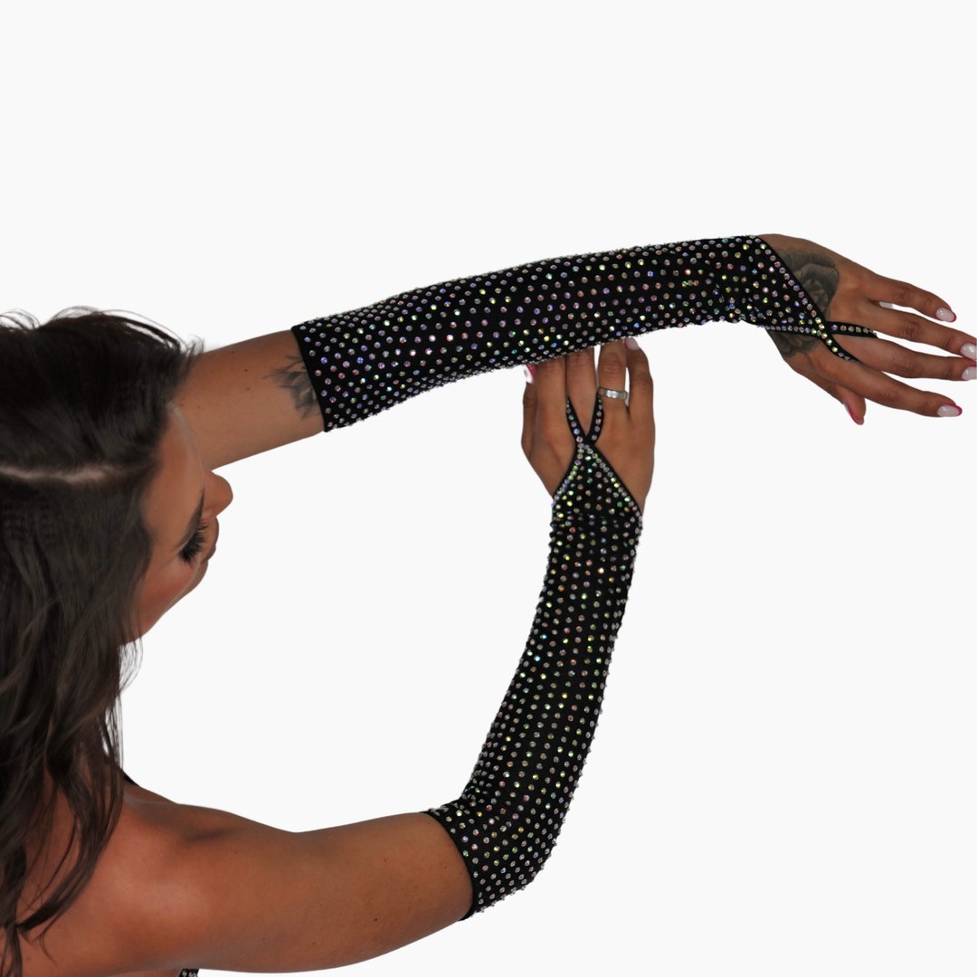 Sparkling Gloves, Rhinestone Gloves Perfect for Stripper Outfits ...