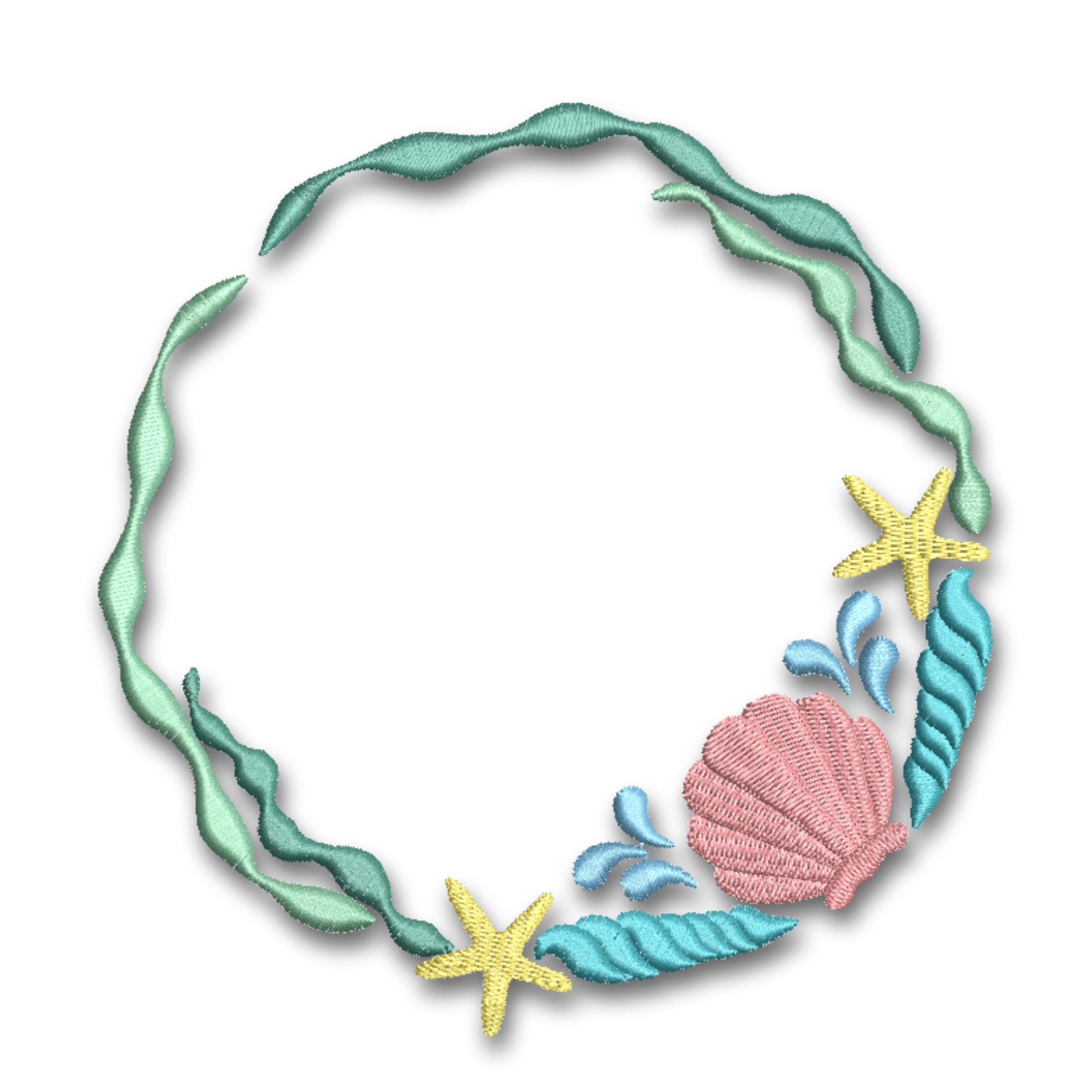 Circle Sea Monogram Frame Embroidery Machine Design Shell - Etsy
