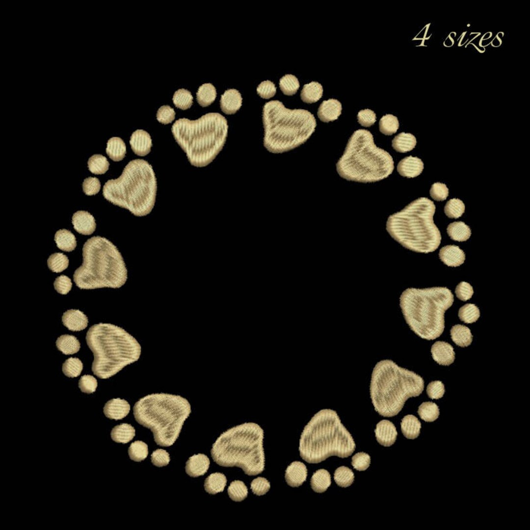 Circle Paw Monogram Frame Embroidery Machine Design Dog Animal Digital ...