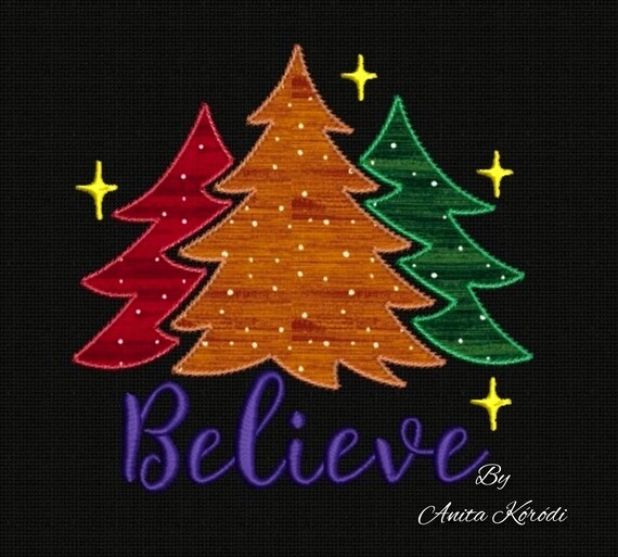 Christmas embroidery machine designs believe tree pe winter instant ...