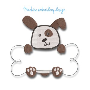 Dog Frame Embroidery Machine Design Applique Bone Digital Instant ...