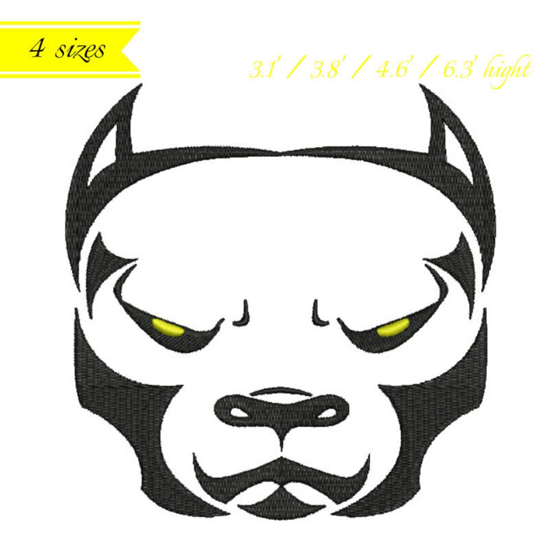 Pitbull Embroidery Machine Designs Animal Pattern Digital Instant ...