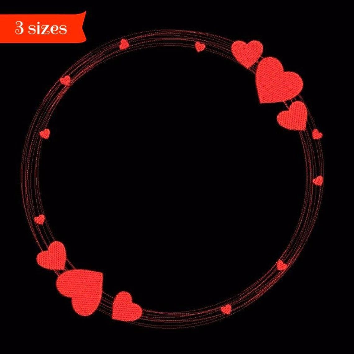 Circle Frame Heart Monogram Frame Embroidery Machine Design | Etsy