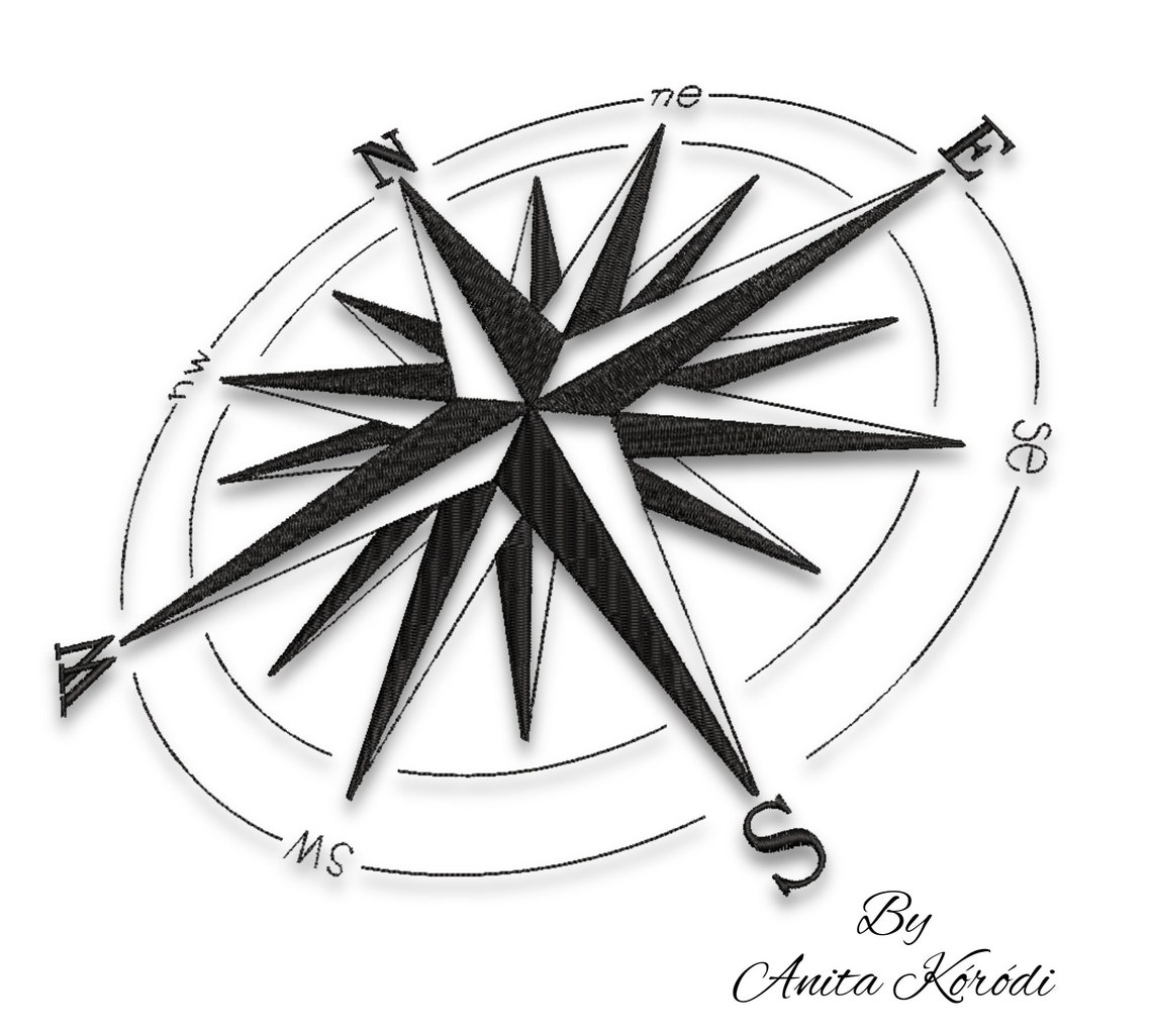 Compass Machine Embroidery Design Nautical Designs Sailing - Etsy