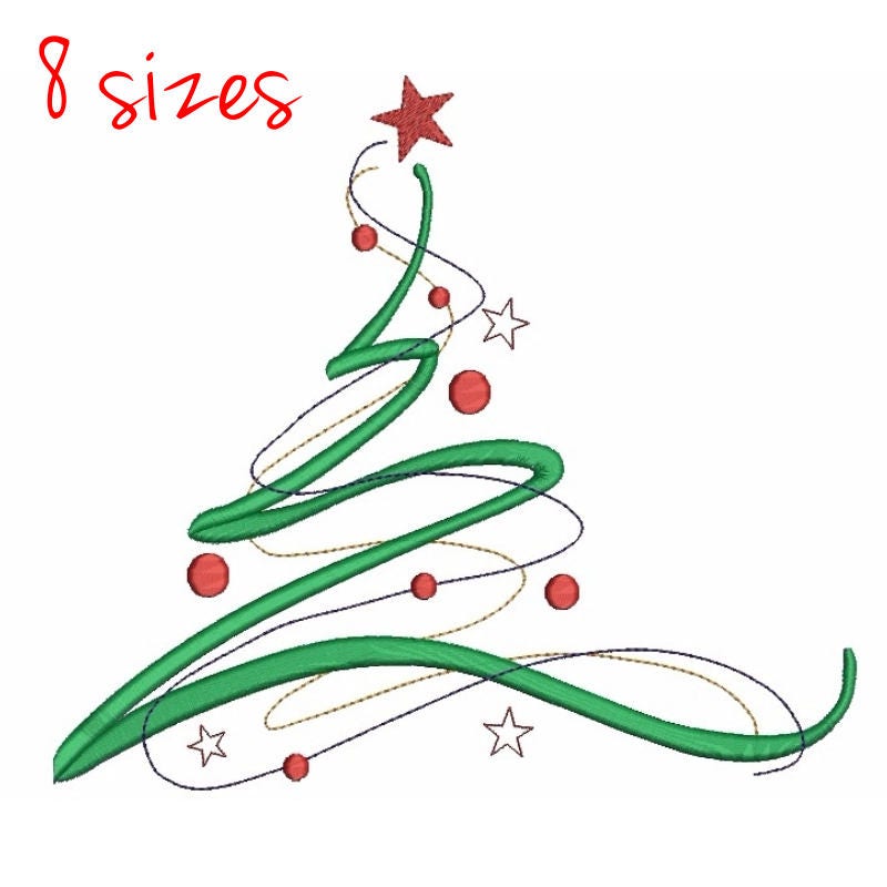 Christmas Tree Machine Embroidery Design Digital Instant - Etsy
