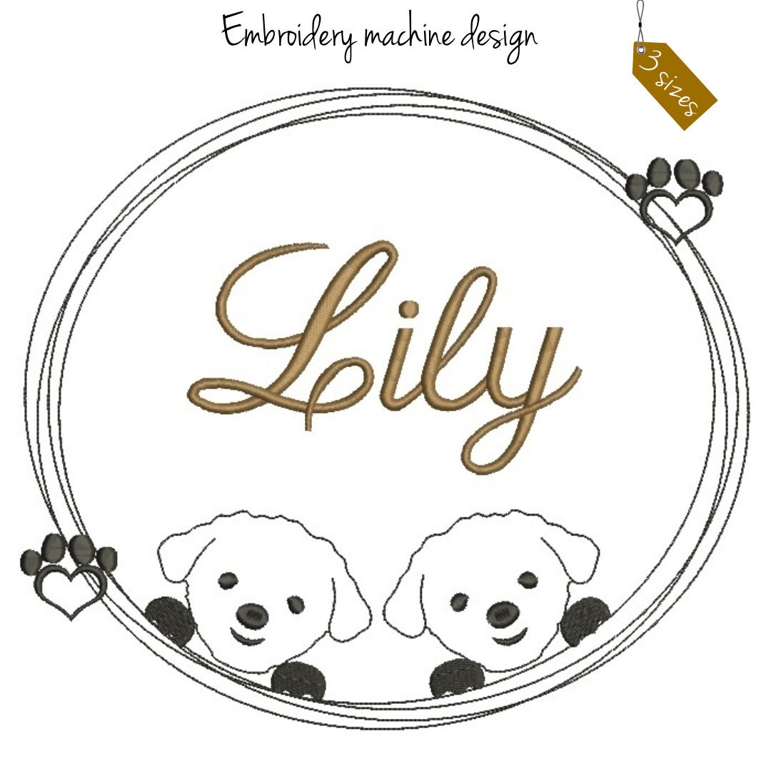 Embroidery Machine Designs Dog Frame Circle Monogram Instant Digital ...
