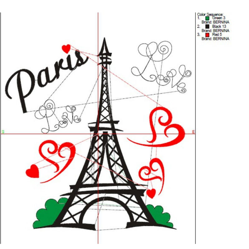 Paris Eiffel Tower Machine Embroidery Design 3 Sizes No: JGS00035-2 ...