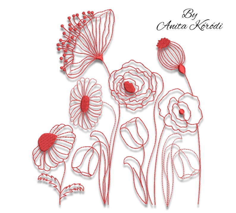 Flowers Embroidery Machine Design Floral Meadow Mead Outline - Etsy
