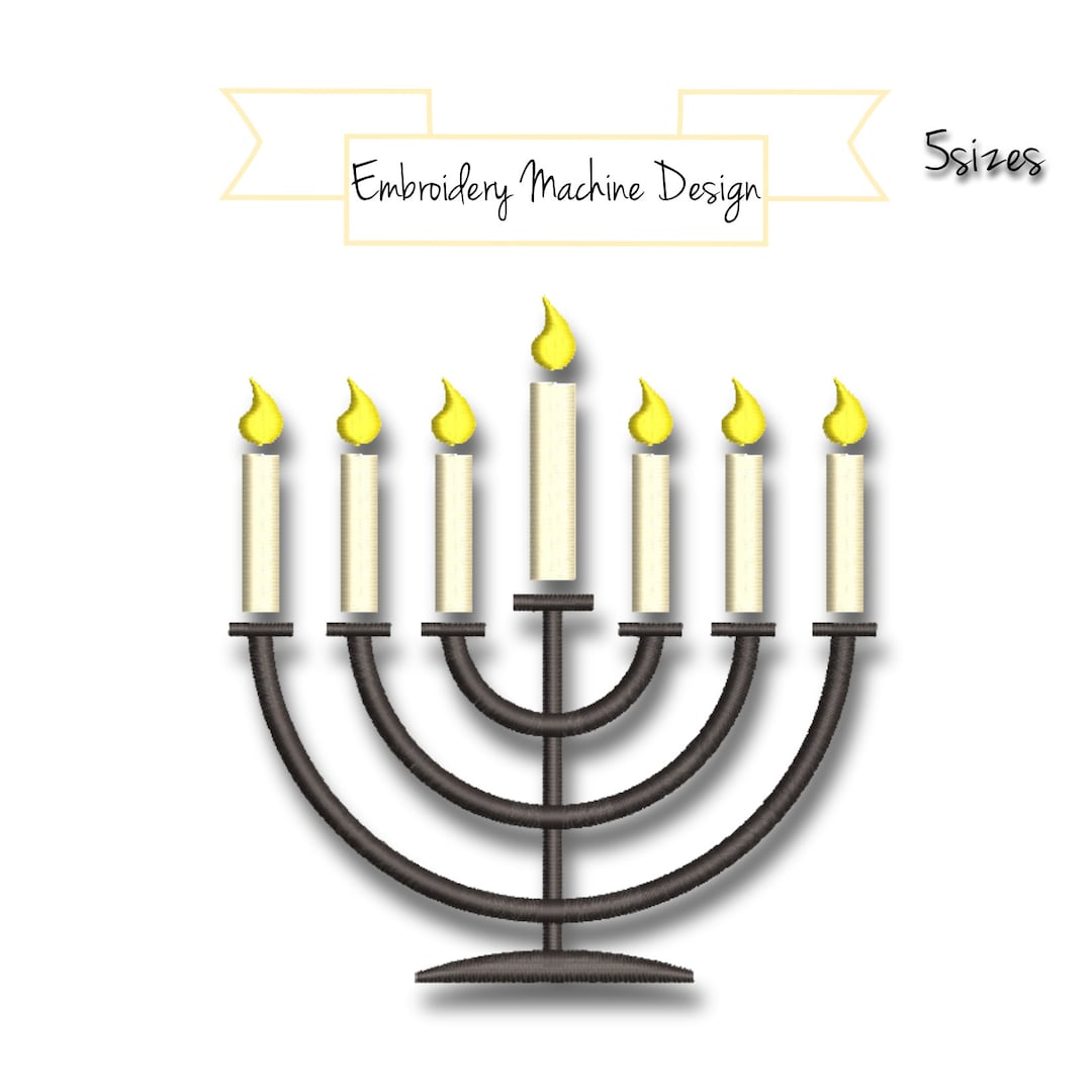 Menorah Embroidery Design Candles Pes Symbol Designs Digital Instant ...